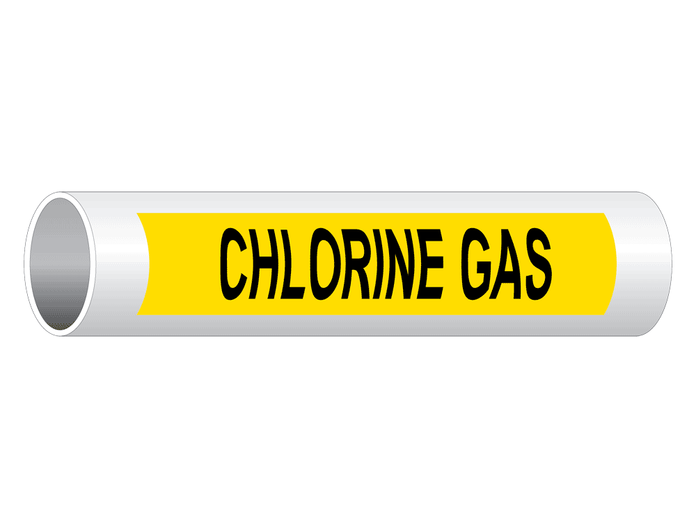 ASME A13.1 Chlorine Gas Black On Yellow Pipe Label PIPE-23200-BLKonYLW