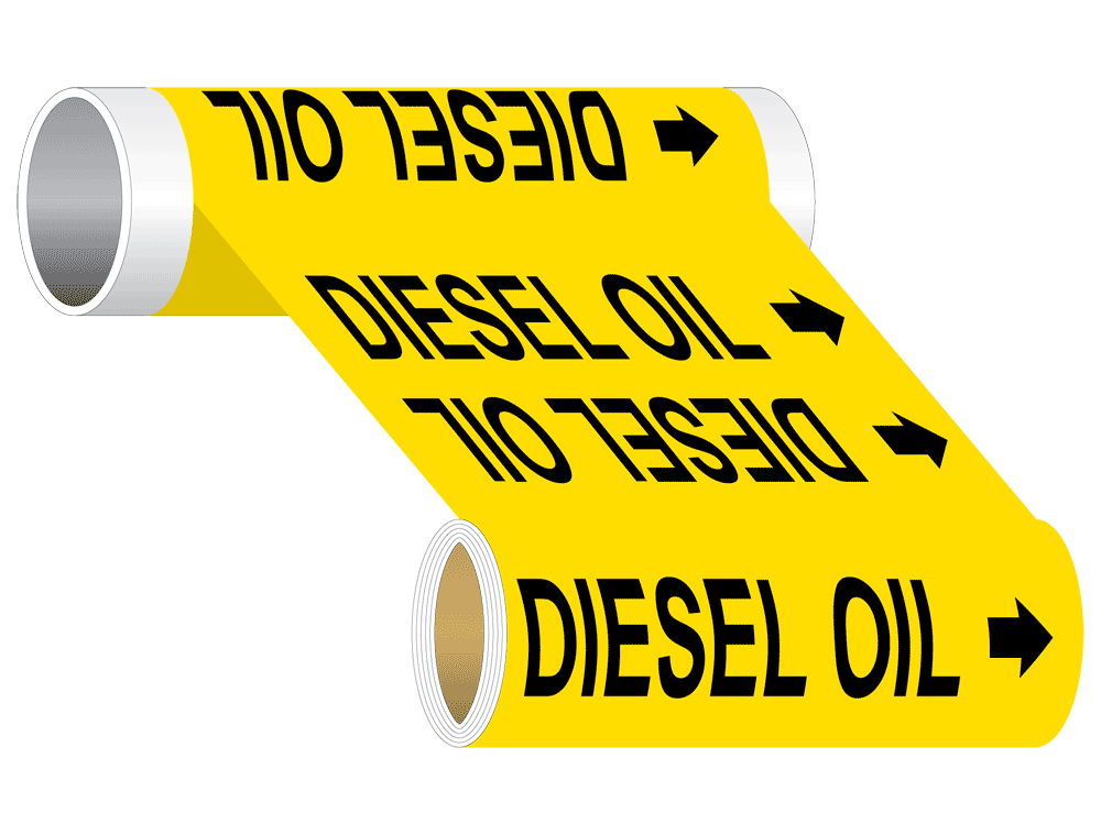 ASME A13.1 Diesel Oil Black On Yellow Wide Pipe Label PIPE-23320-WR ...