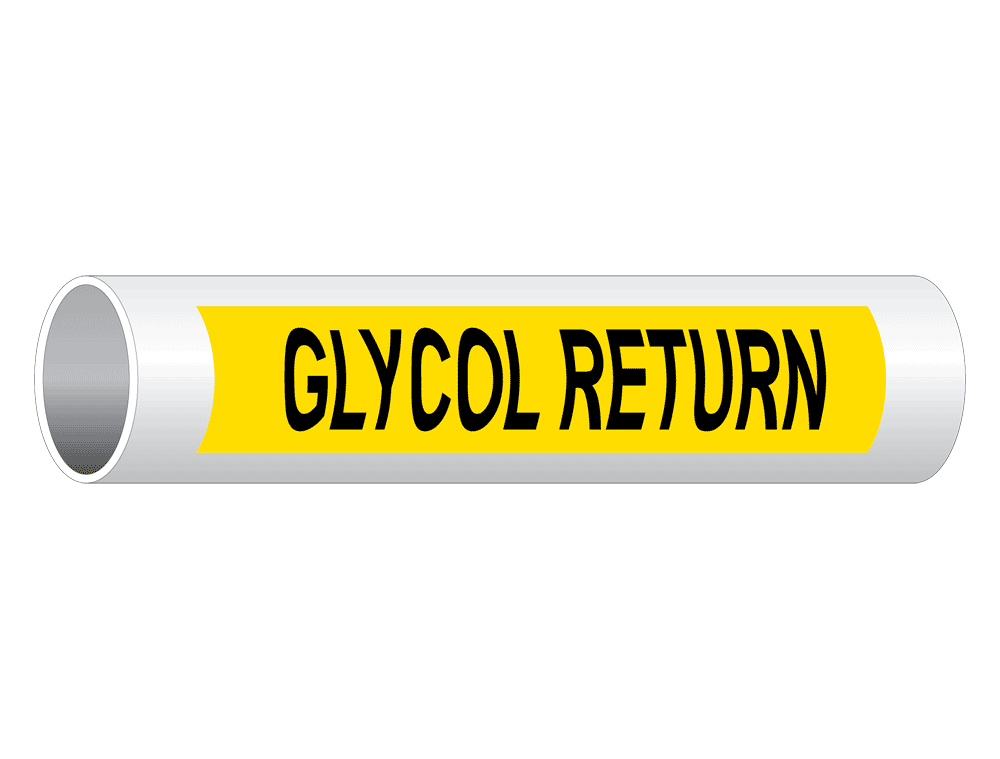 ASME A13.1 Glycol Return Pipe Label PIPE-23535-BLKonYLW