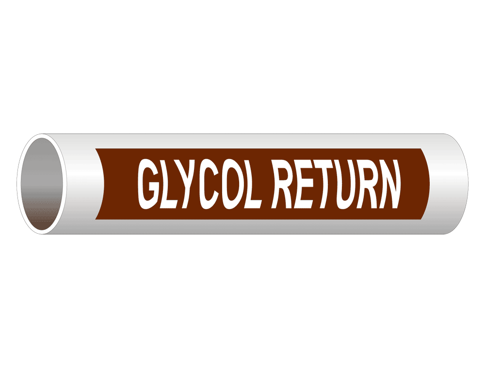 ASME A13.1 Glycol Return Pipe Label PIPE-23535-WHTonBrown