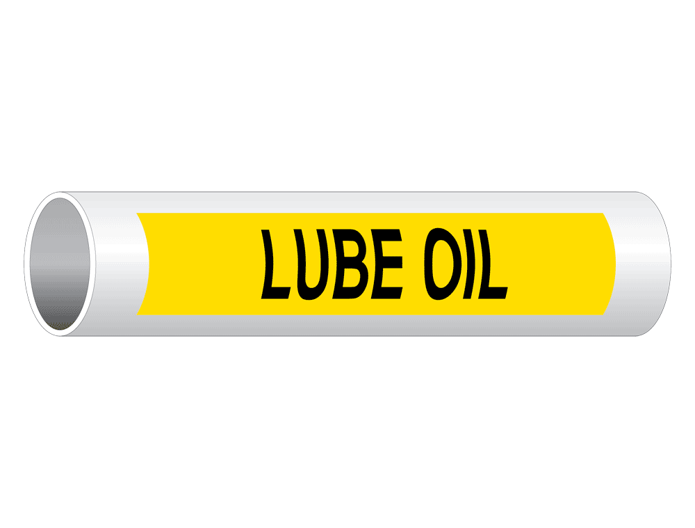 ASME A13.1 Lube Oil Pipe Label PIPE-23845-BLKonYLW