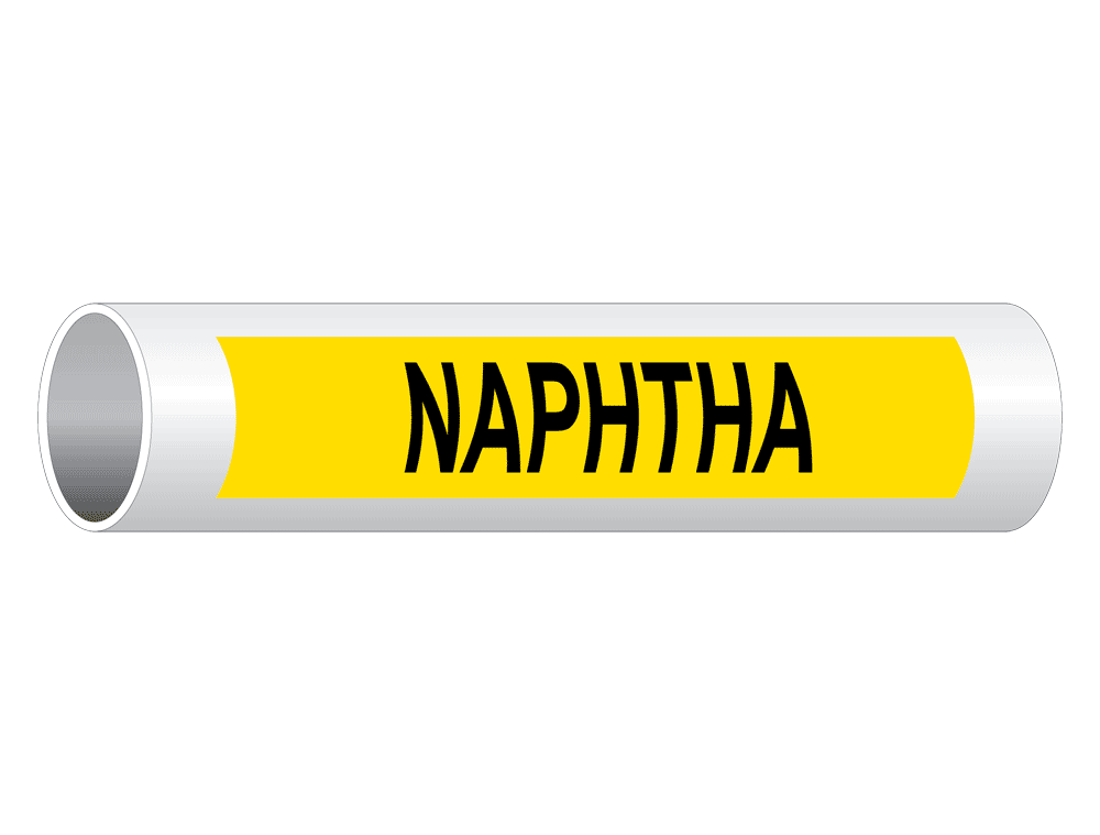 ASME A13.1 Naphtha Pipe Label PIPE-23910-BLKonYLW