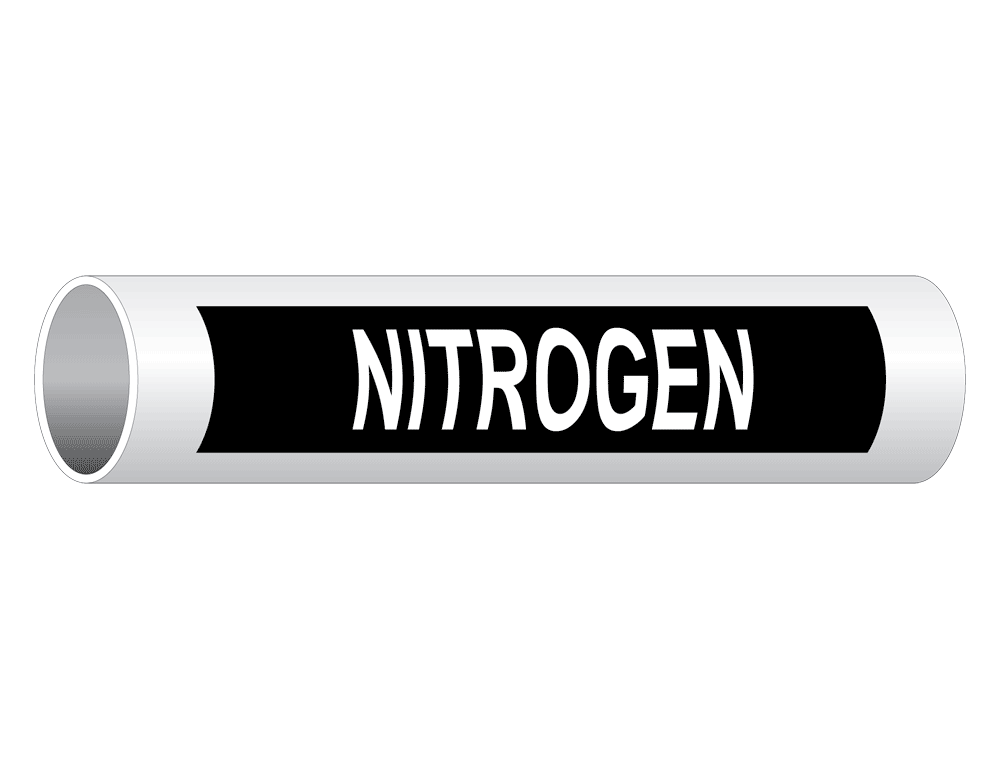ASME A13.1 Nitrogen Pipe Label PIPE-23925-WHTonBLK