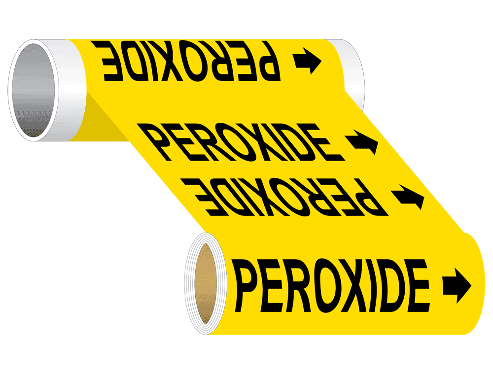 ASME A13.1 Peroxide Wide Pipe Label PIPE-23965-WR-BLKonYLW