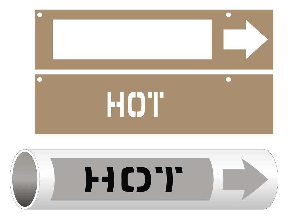 ASME A13.1 Hot Pipe Marking Stencil PIPE-23640-STENCIL
