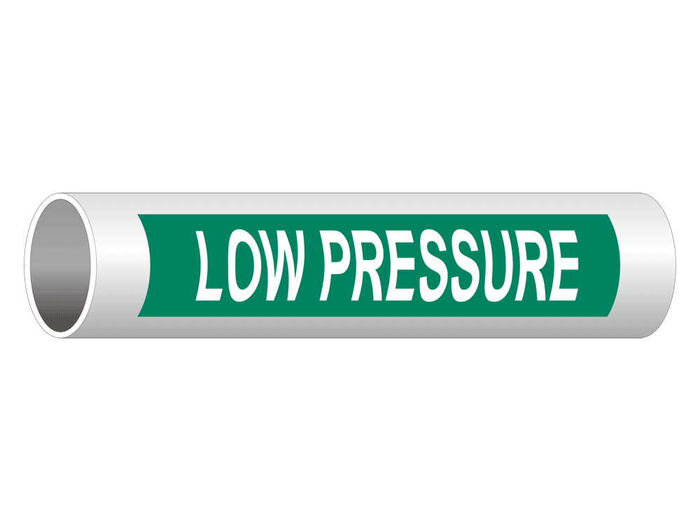 ASME A13.1 Low Pressure Pipe Label PIPE-23805-WHTonGreen