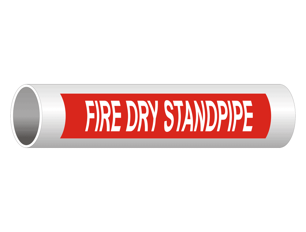 ASME A13.1 Fire Dry Standpipe Label PIPE-23465-WHTonRed