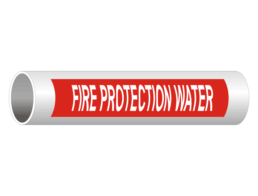 ASME A13.1 Fire Protection Water Pipe Label PIPE-23470-WHTonRed