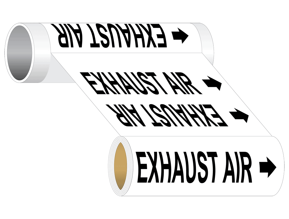 ASME-A13.1 Exhaust Air Black On White Wide Pipe Label PIPE-23435-WR ...