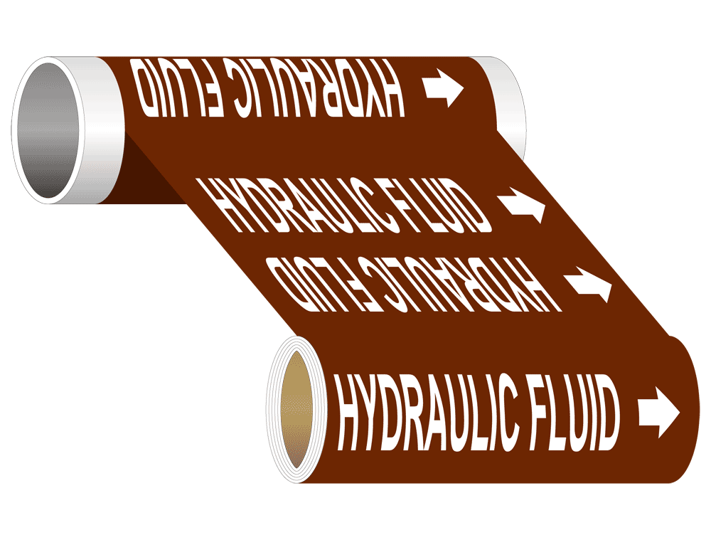 ASME A13.1 Hydraulic Fluid Wide Pipe Label PIPE-23695-WR-WHTonBrown