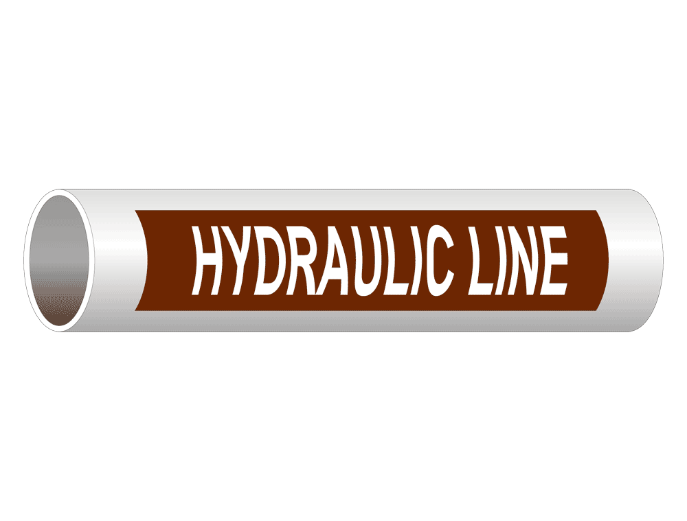 ASME A13.1 Hydraulic Line Pipe Label PIPE-23700-WHTonBrown