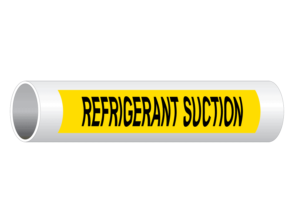 ASME A13.1 Refrigerant Suction Pipe Label PIPE-24080-BLKonYLW