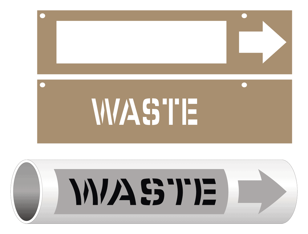 ASME A13.1 Waste Pipe Marking Stencil PIPE-24385-STENCIL
