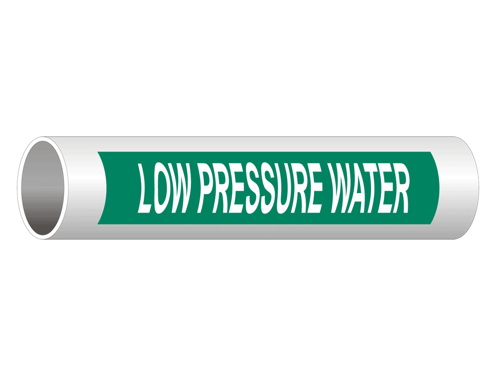 ASME A13.1 Low Pressure Water Pipe Label PIPE-23840-WHTonGreen