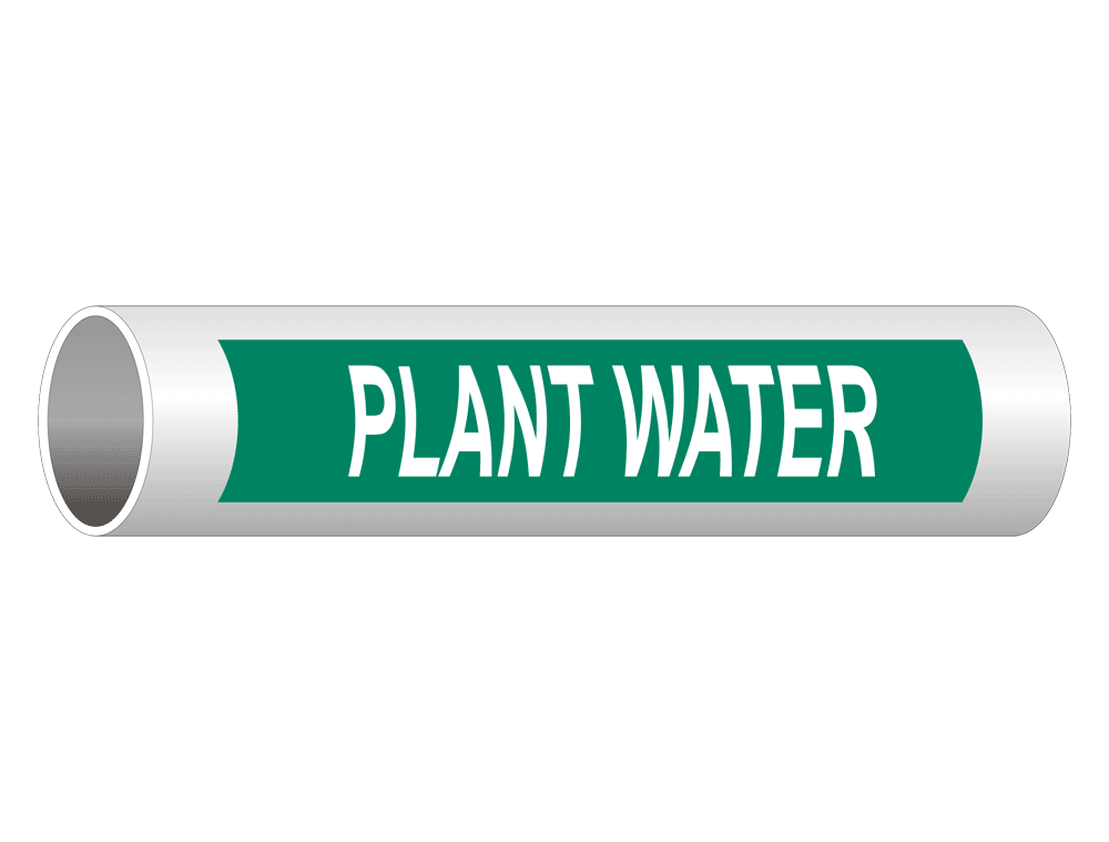 ASME A13.1 Plant Water Pipe Label PIPE-23975-WHTonGreen