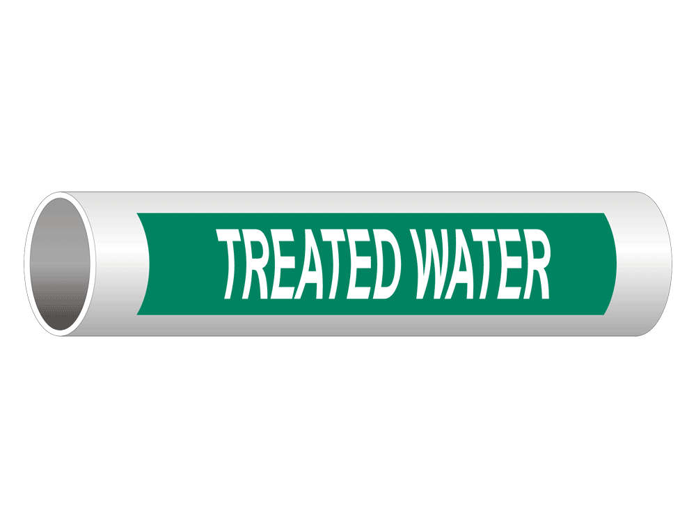 ASME A13.1 Treated Water Pipe Label PIPE-24350-WHTonGreen