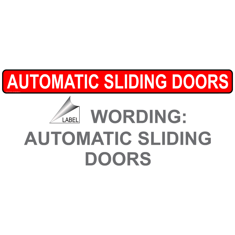 Automatic Entrance Automatic Sliding Doors Label / Sticker - Red