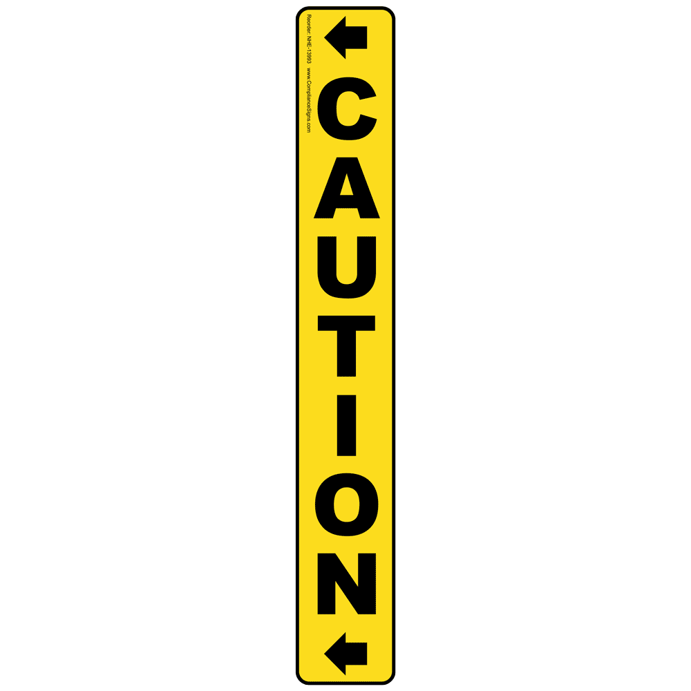 Automatic Entrance Caution With Left Arrow Label / Sticker - Yellow