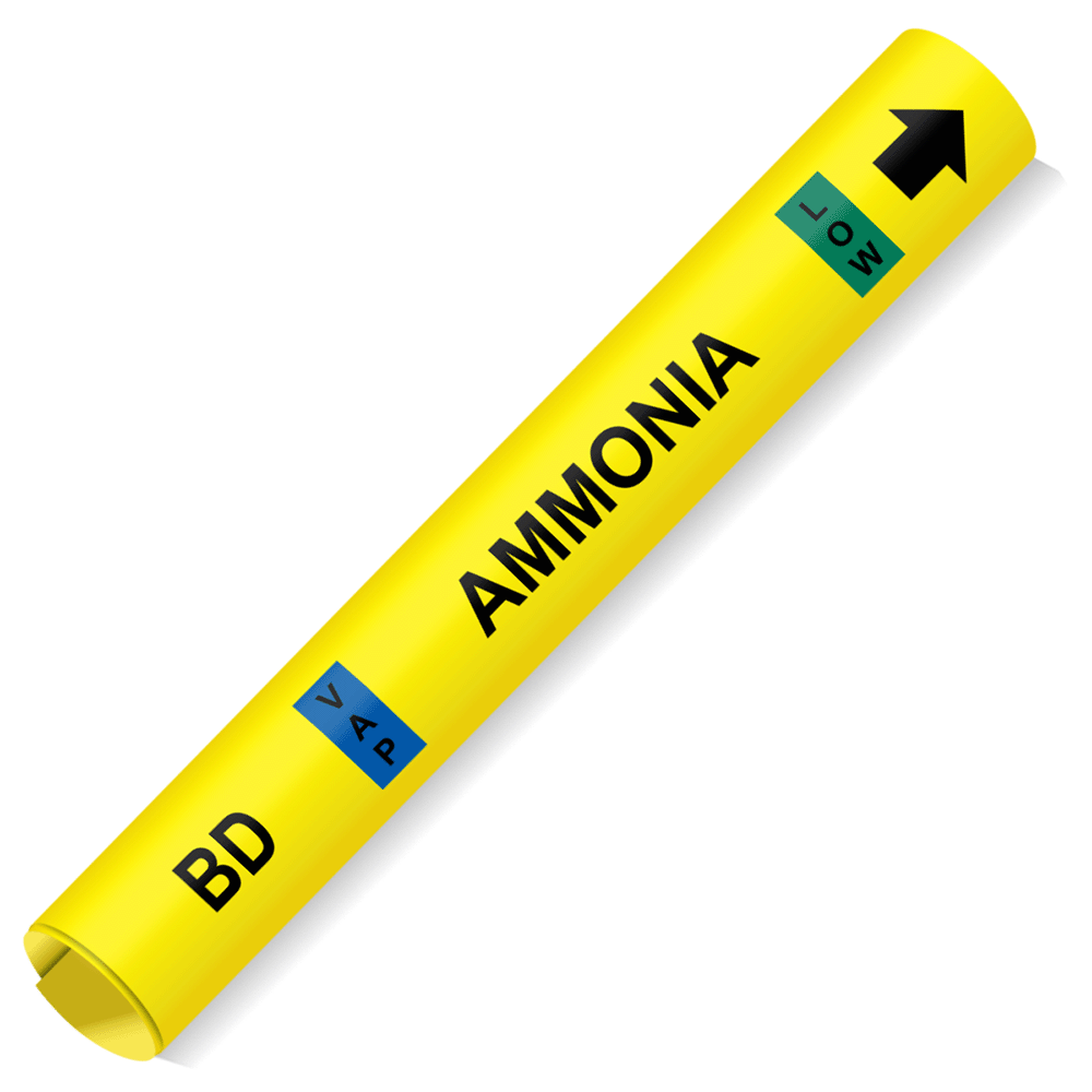 Coiled Pipe Marker - BD VAP AMMONIA LOW - Yellow - ASME A13.1
