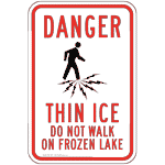 Parks/Recreation - Thin/Falling Ice Signs and Labels