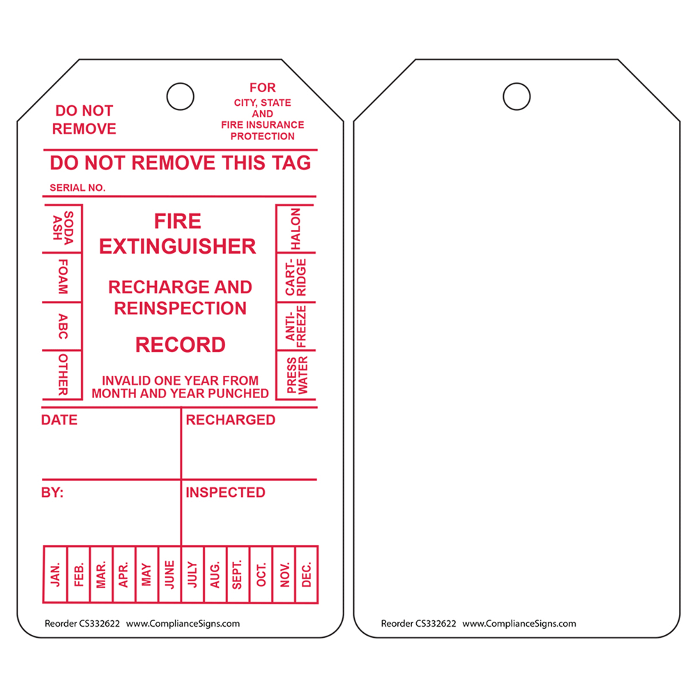 Fire Extinguisher Recharge Record Fire | Extinguisher Tags