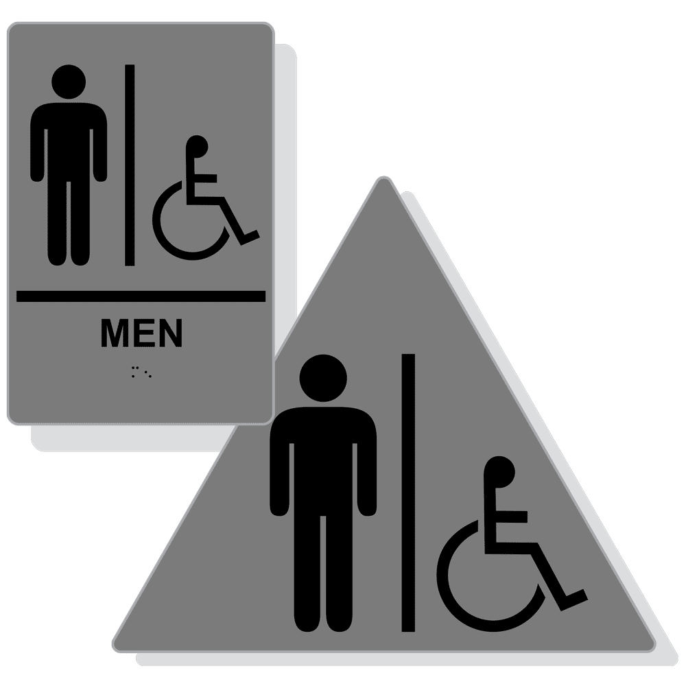 ADA Men Braille Sign RRE-150-DTS_BLKonGray Restroom Paired Sets