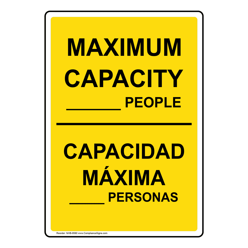 English Spanish Vertical Sign Custom Maximum Capacity English Spanish Vertical Sign Custom Maximum Capacity