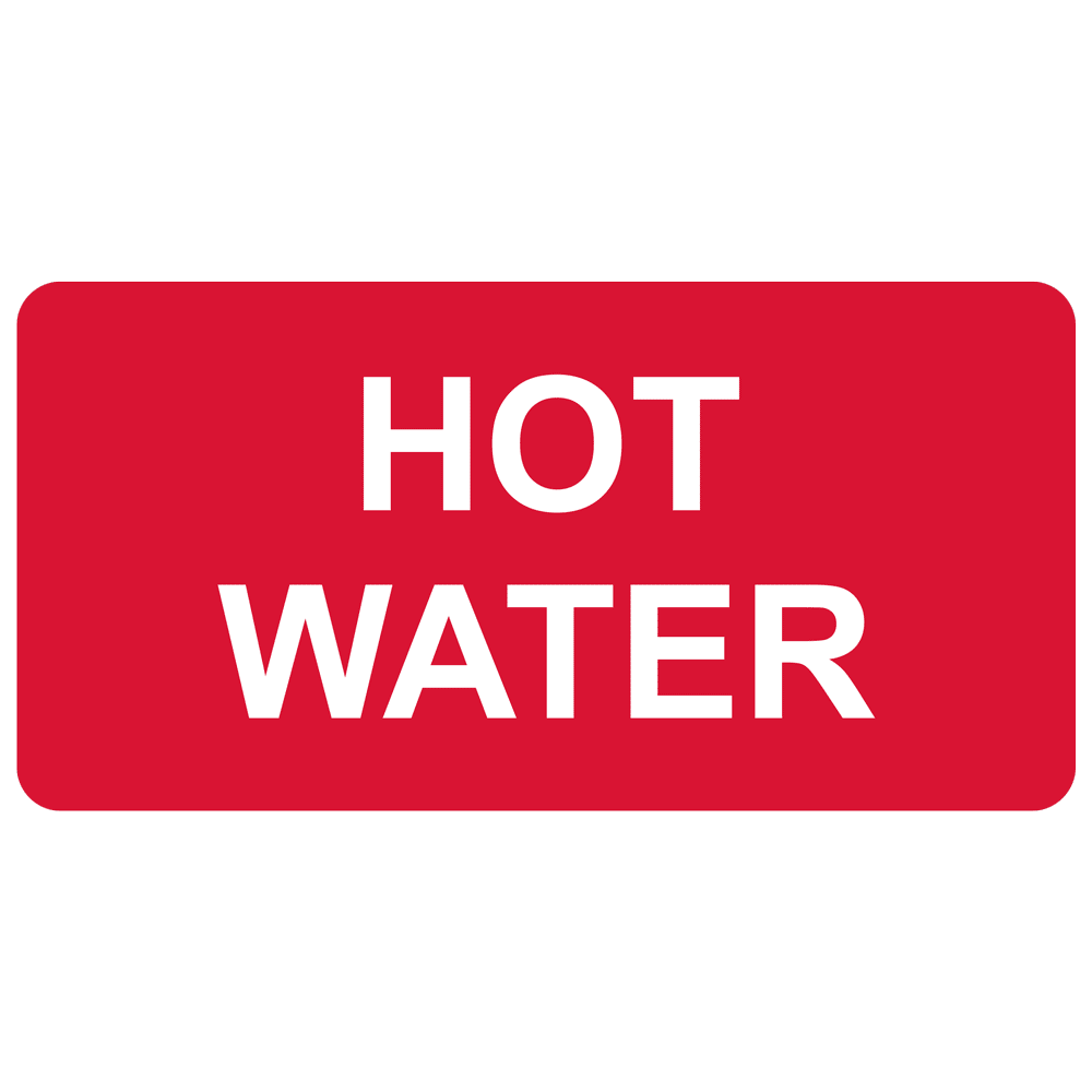 Hot Water White on Red Engraved Sign EGRE-16812-WHTonRed Catering