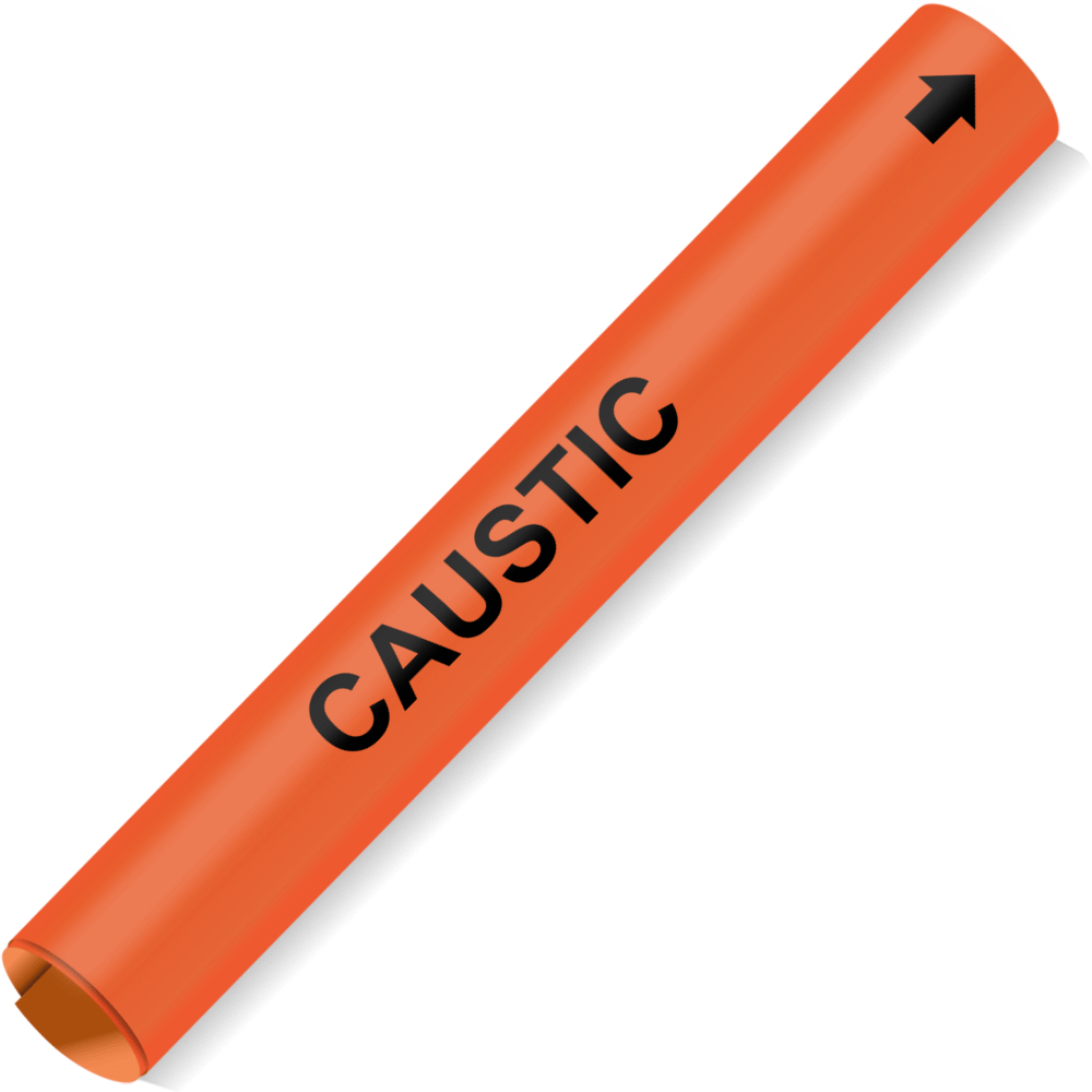 Coiled Pipe Marker - CAUSTIC - Orange - ASME A13.1