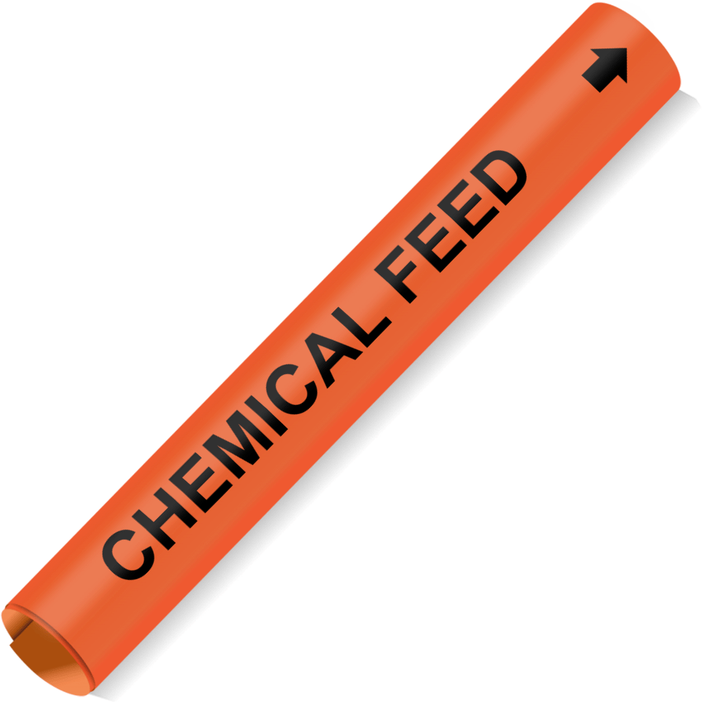Coiled Pipe Marker - CHEMICAL FEED - Orange - ASME A13.1