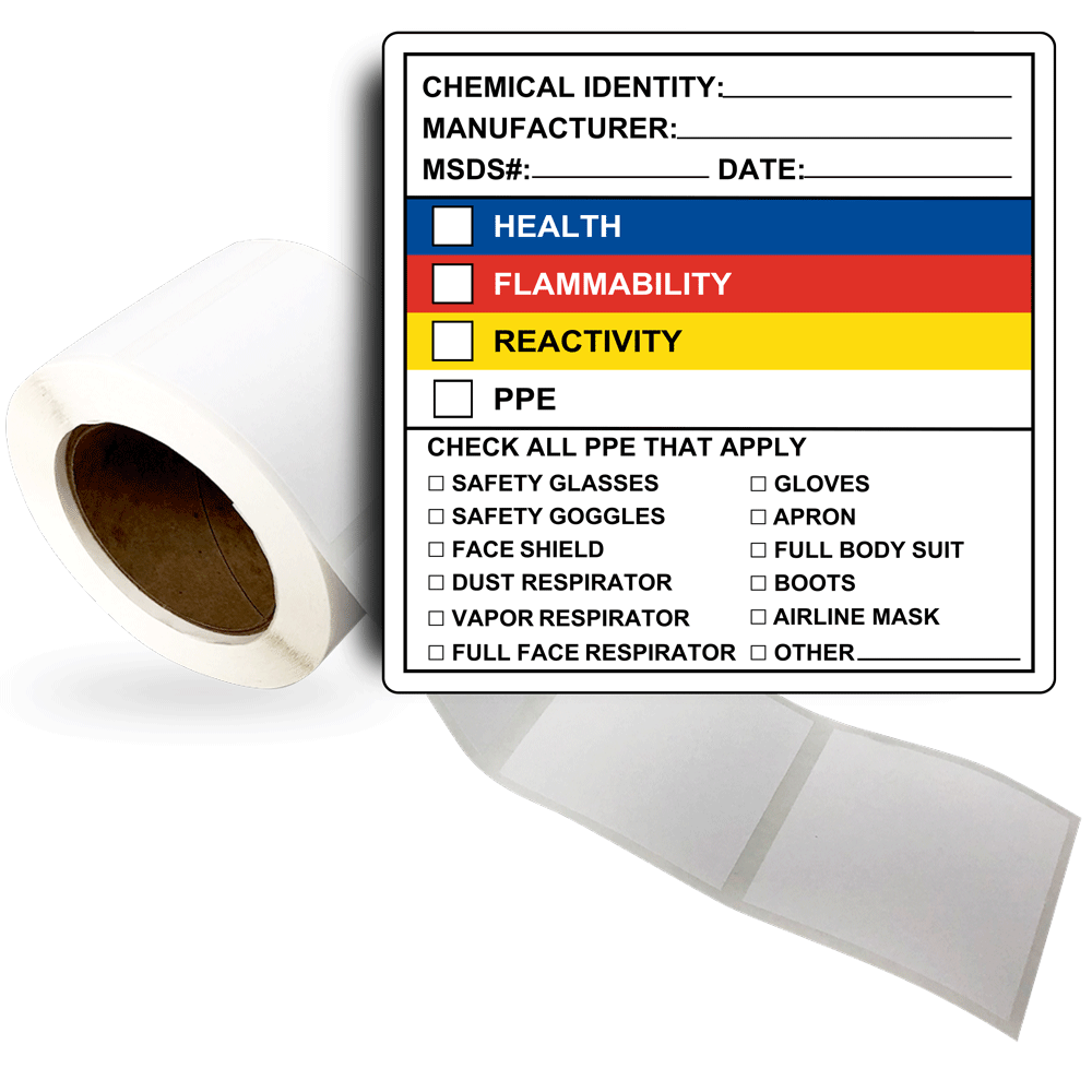 Roll of Chemical Labels - Chemical Identity - 5 Mil Poly