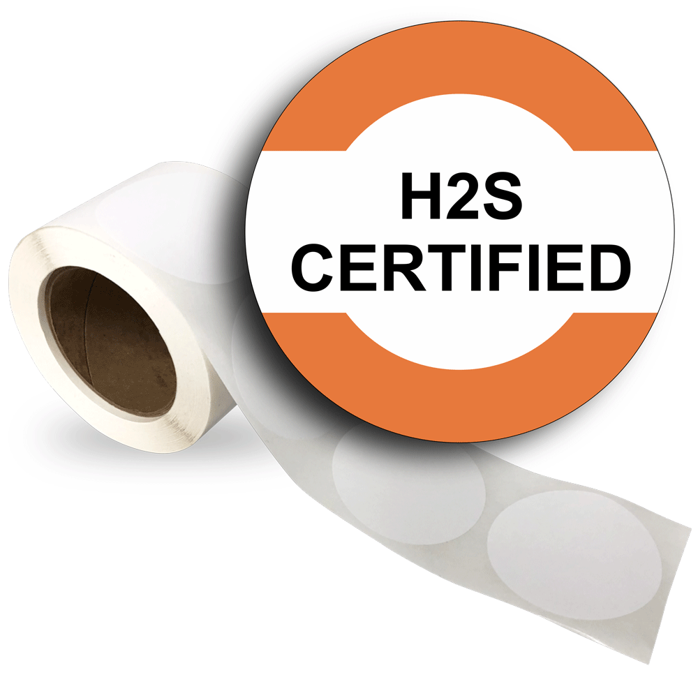 H2S Certified Helmet Labels on a Roll - Round White