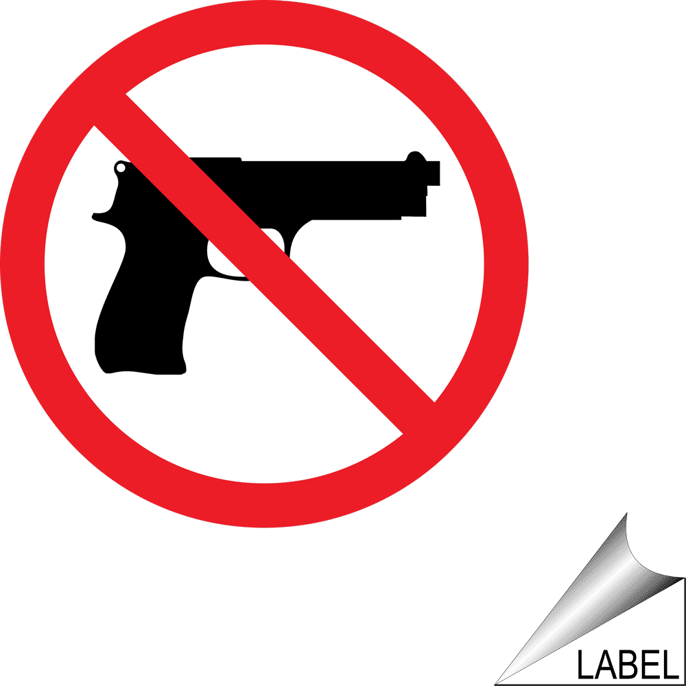Alcohol / Drugs / Weapons No Weapons Symbol Label / Sticker - US Made
