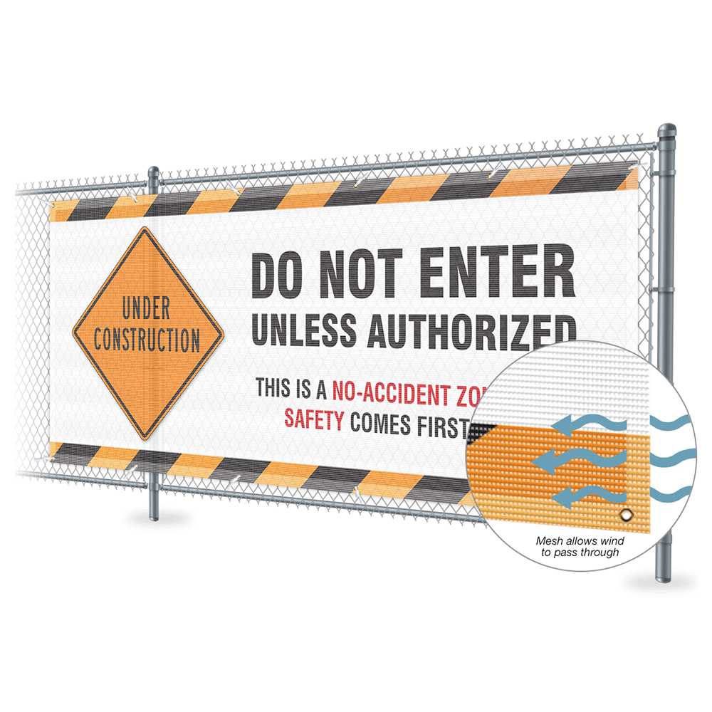 Construction Banner - Do Not Enter - Contractor-Grade Mesh - CS548871