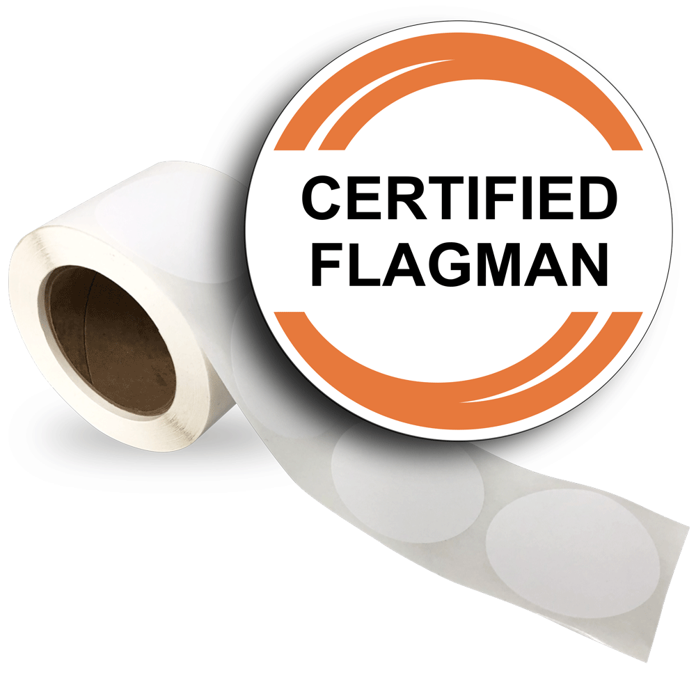 Roll of Labels - Certified Flagman - White - 5-Mil Poly