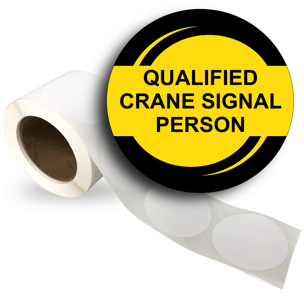 Roll of Round Labels - Qualified Craneal Person - Yellow