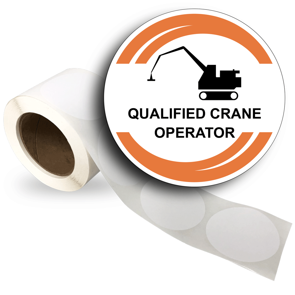 Qualified Crane Operator Labels on Roll - Round - White