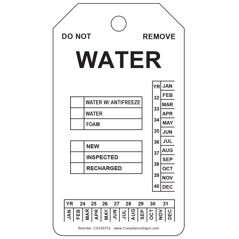 Inspection Tag - Do Not Remove Water / Antifreeze - White