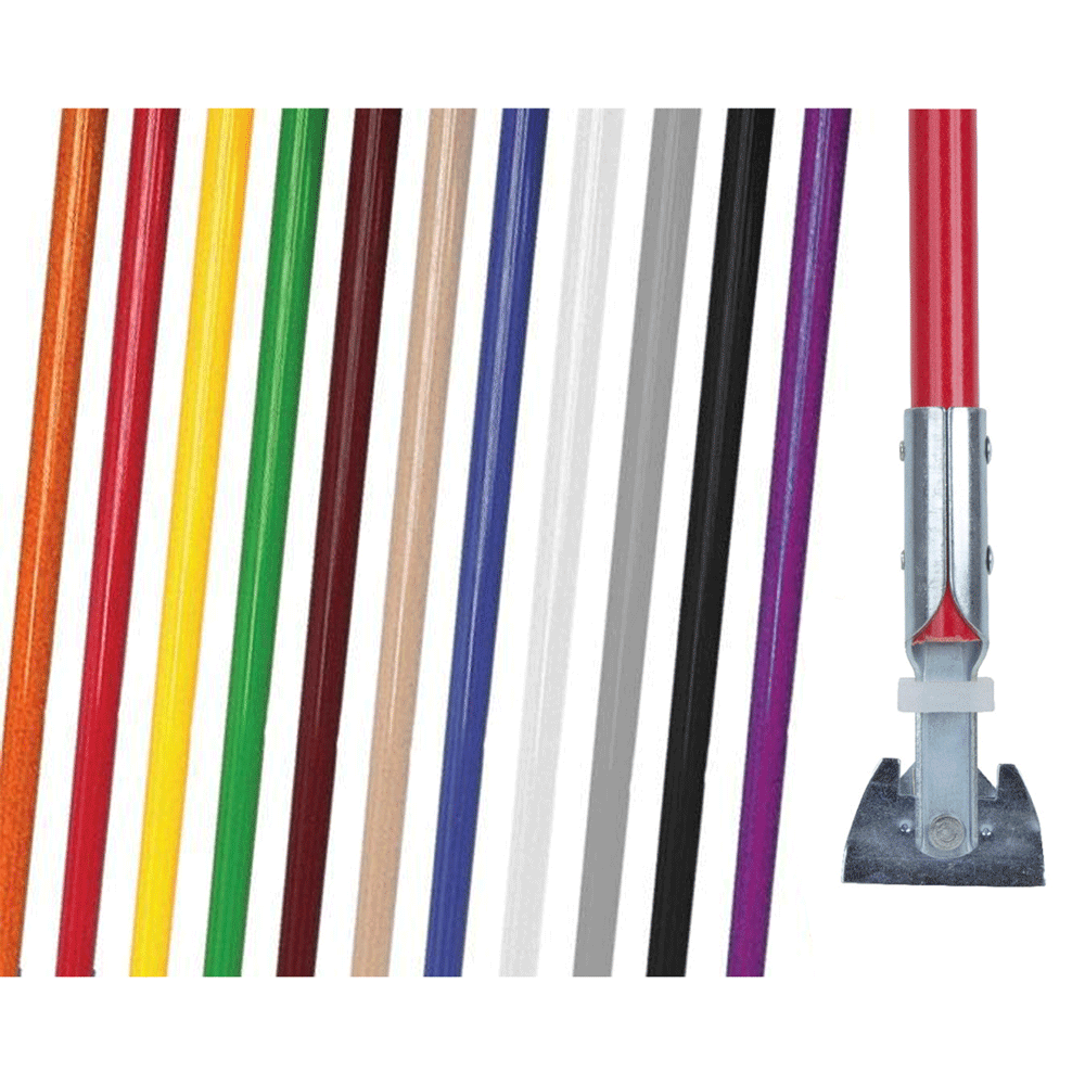 Fiberglass Dust Mop Handle - 60 in. - 11 Colors - Hang Cap