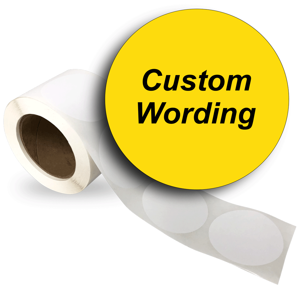 Custom Poly Labels on a Roll - Your Text - Black on Yellow