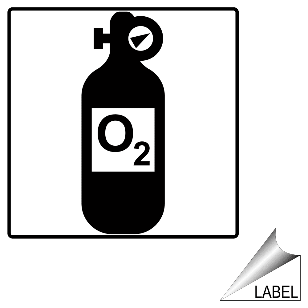 Cylinders Oxygen Symbol Label Sticker White Reflective US Made