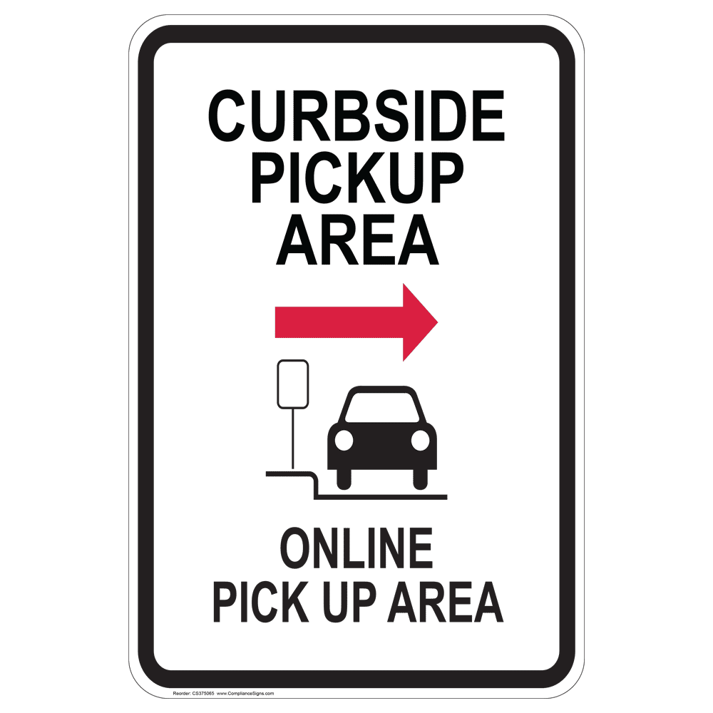 Vertical Sign - Retail - Curbside Pickup Area - Right Arrow