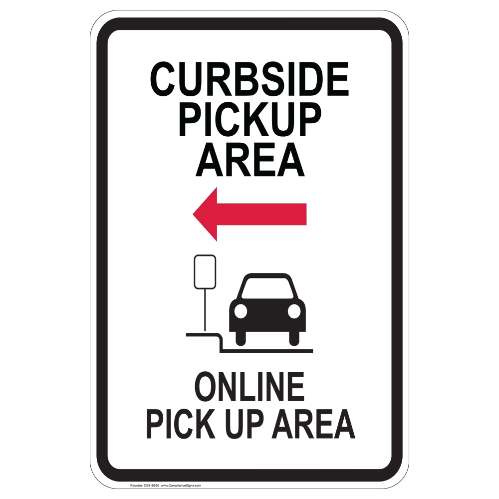 Vertical Sign - Retail - Curbside Pickup Area - Left Arrow