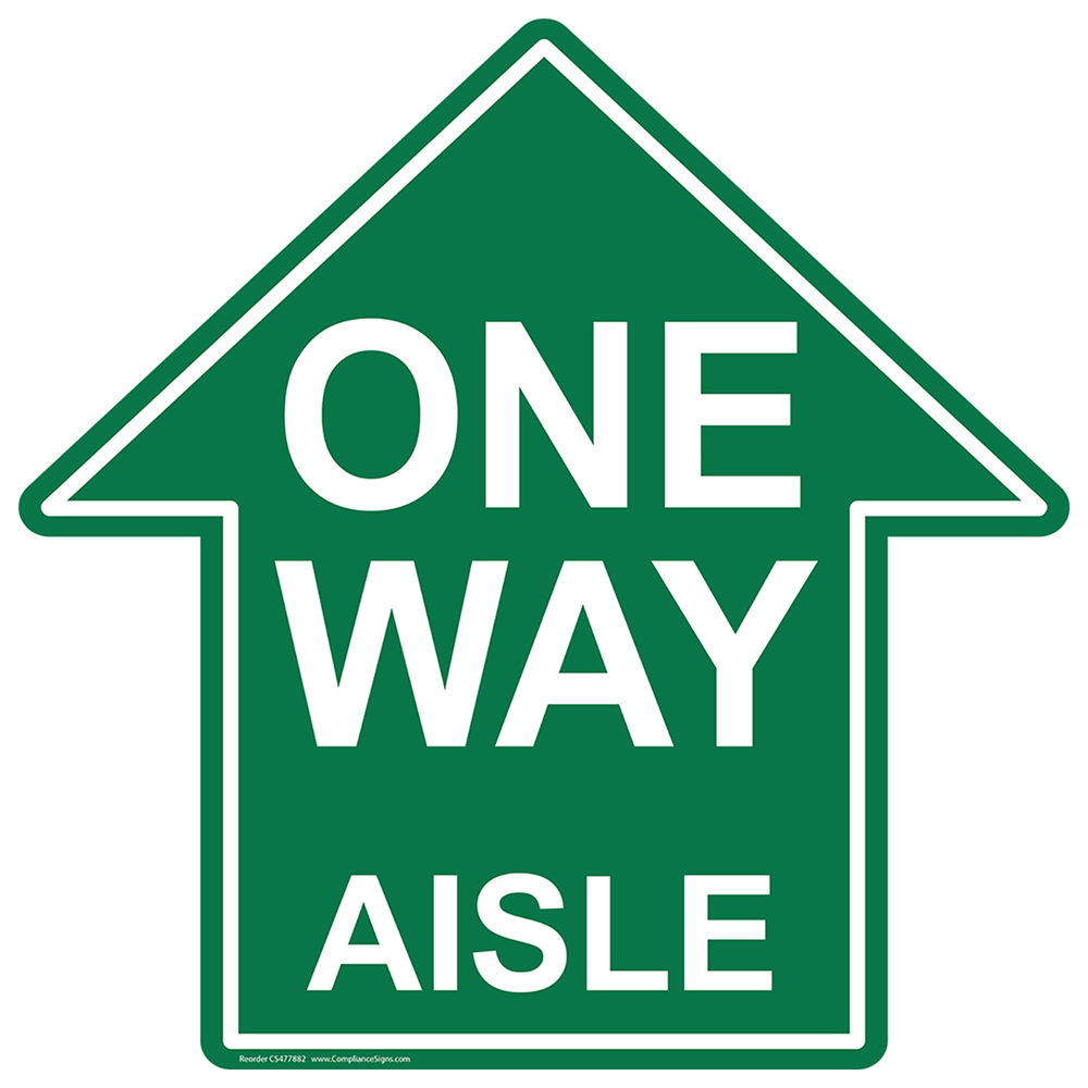 Green One Way Aisle Social Distance Floor Label - Retail - US Made