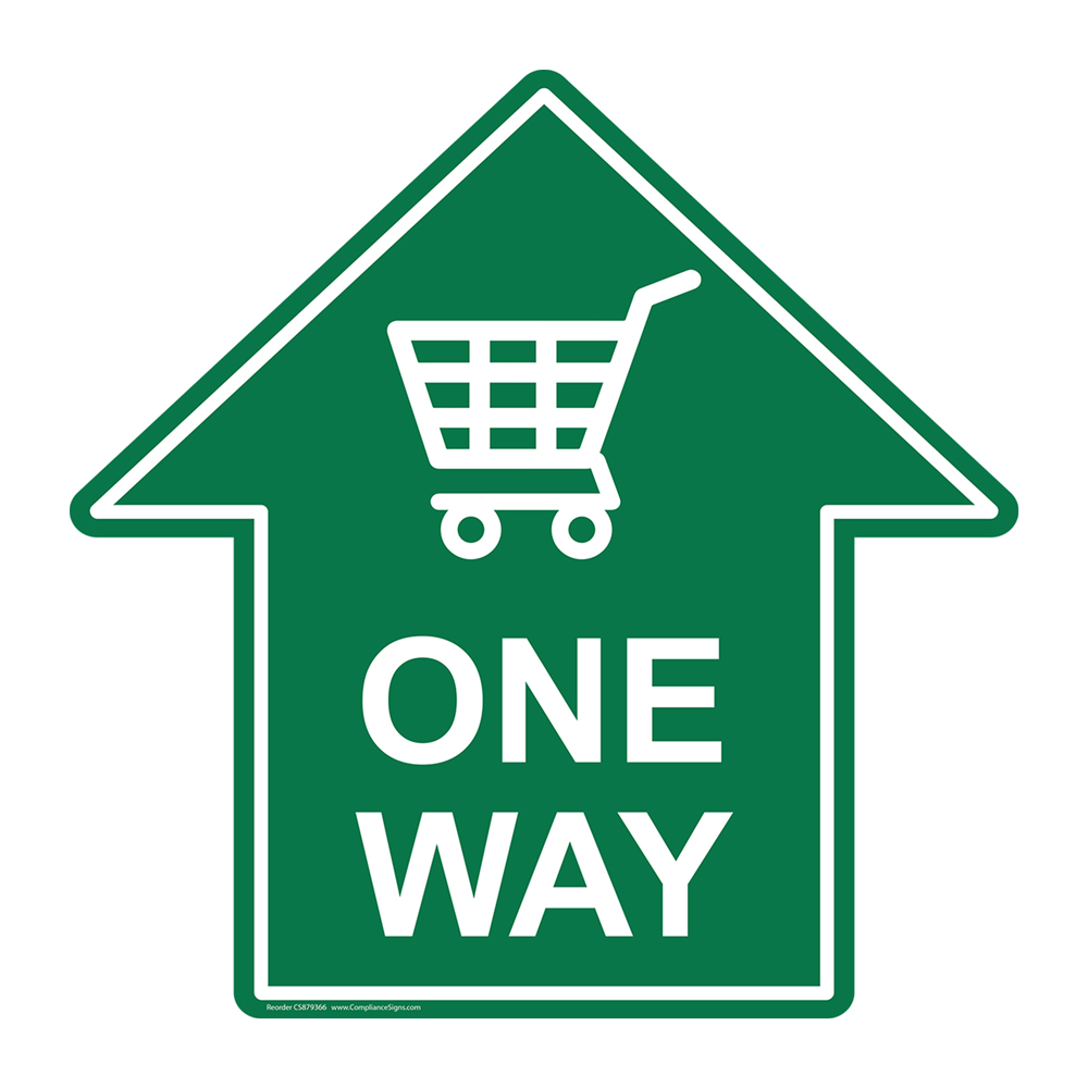 Green One Way Social Distance Floor Label - Retail - US Made
