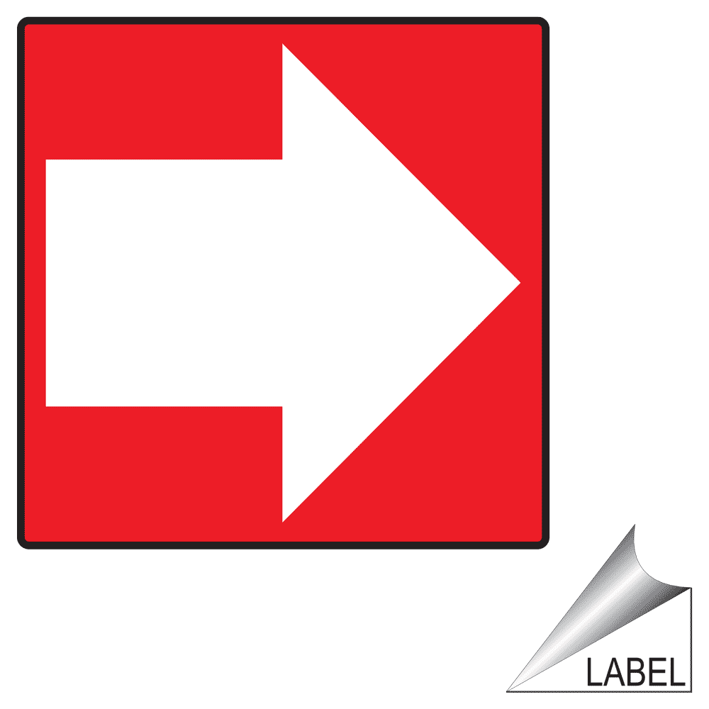 Directional Right Arrow Symbol Label / Sticker - Red Reflective