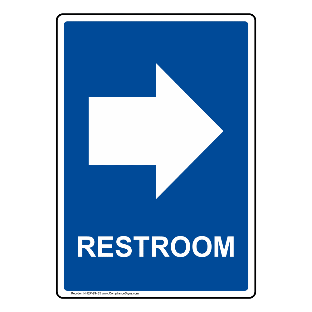 Vertical Sign - Directional - Restroom [Right Arrow]