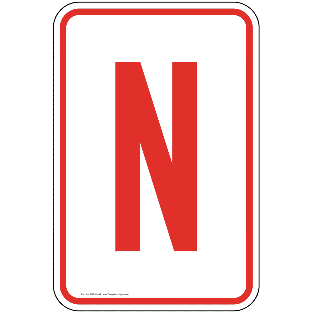 Vertical Sign - Parking Lot / Garage - Letter N Sign