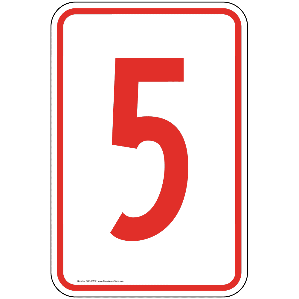 Vertical Sign - Parking Lot / Garage - Number 5 Sign