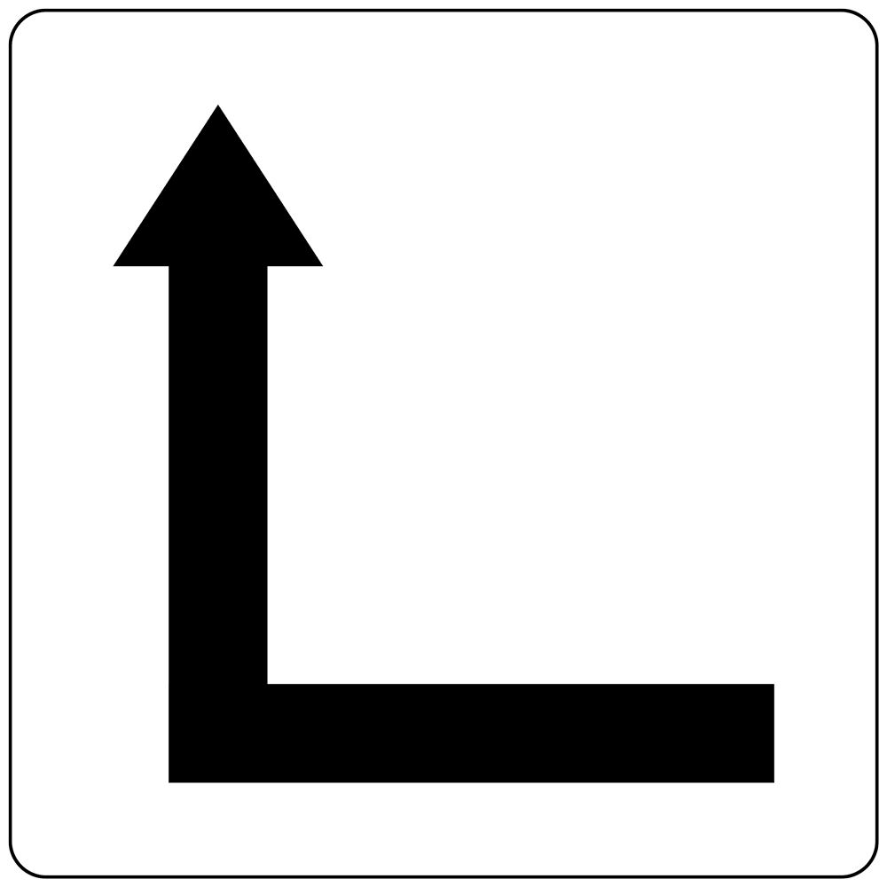 Tactile 90 Degree Left Arrow Black on White Sign RRE-215-BLKonWHT